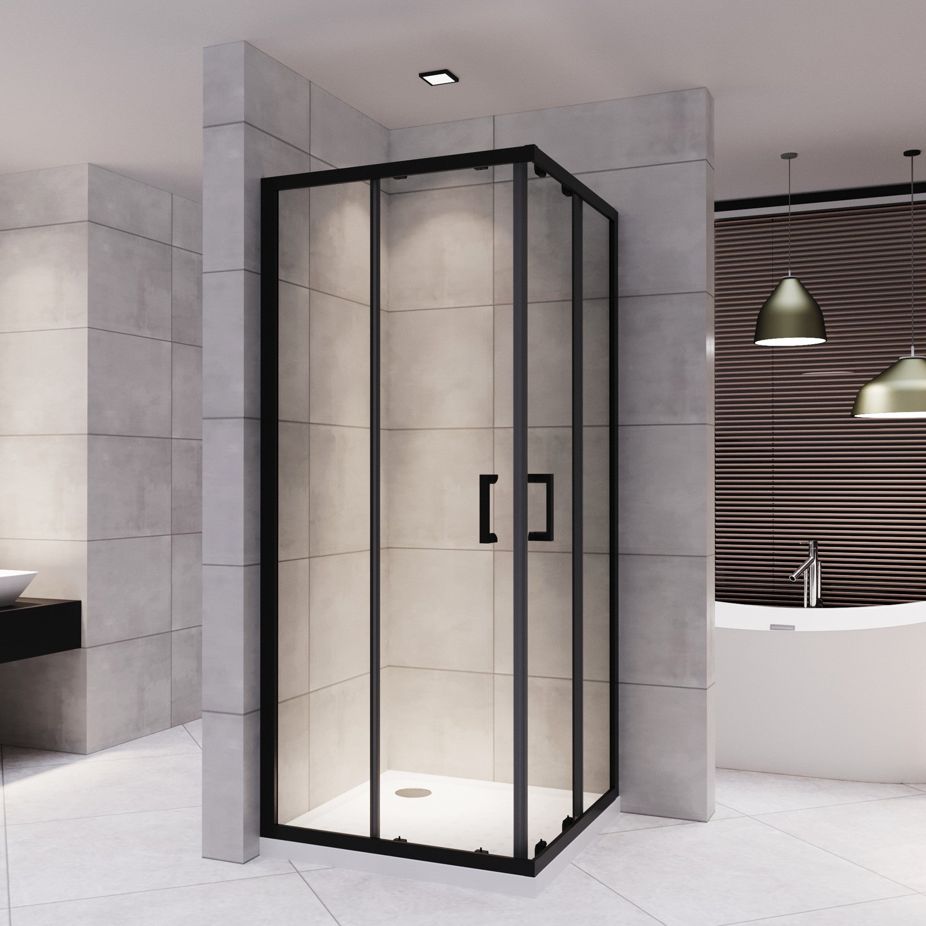 LANABLACK Cabine de douche H 180 cm porte coulissante transparente 70 x ...