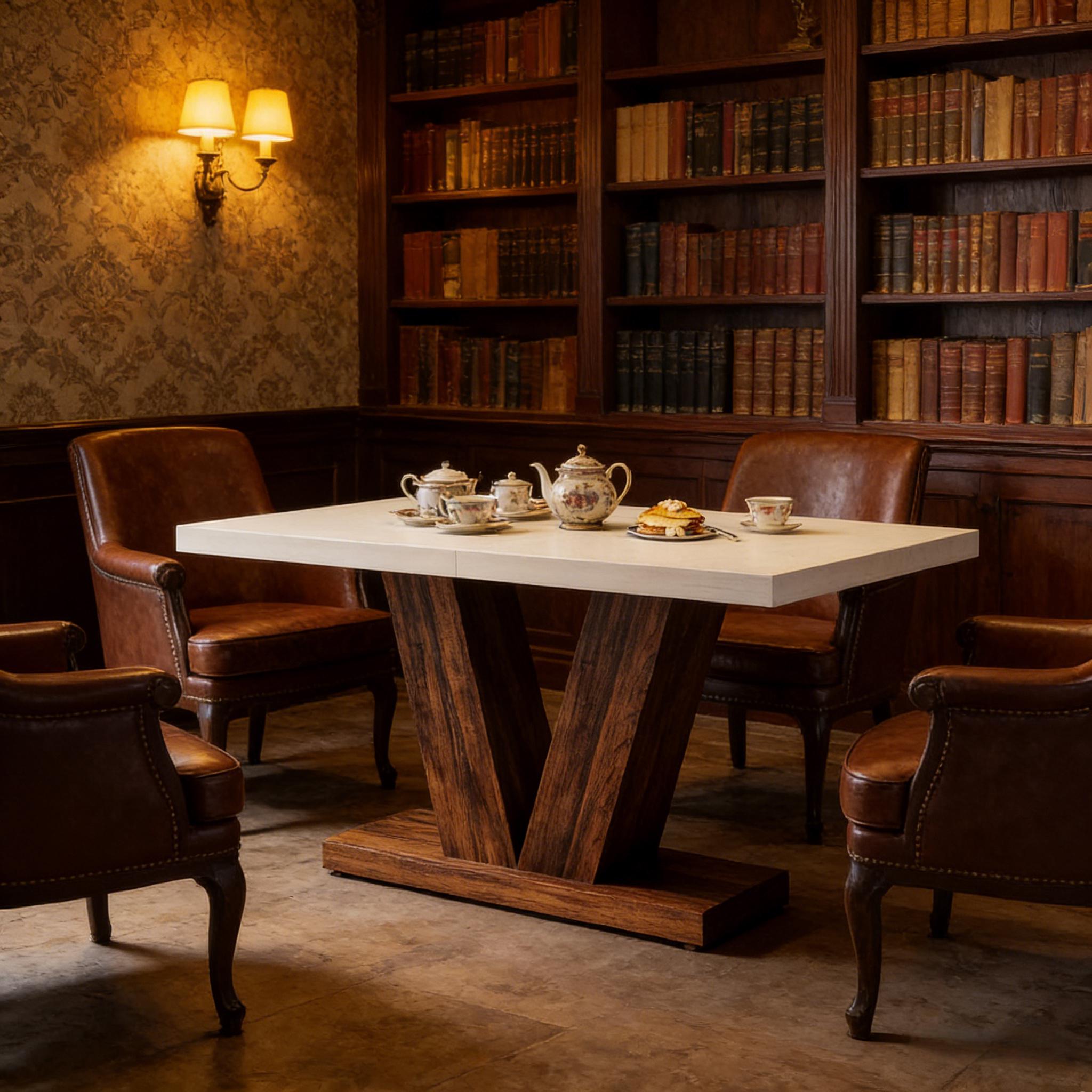 Mesa de comedor - Tablero de 40 mm y columna triangular - Madera ...