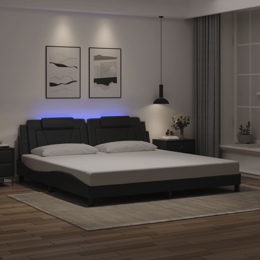 Estructura de cama con LED sin colchón negro 200x200 cm | Leroy Merlin