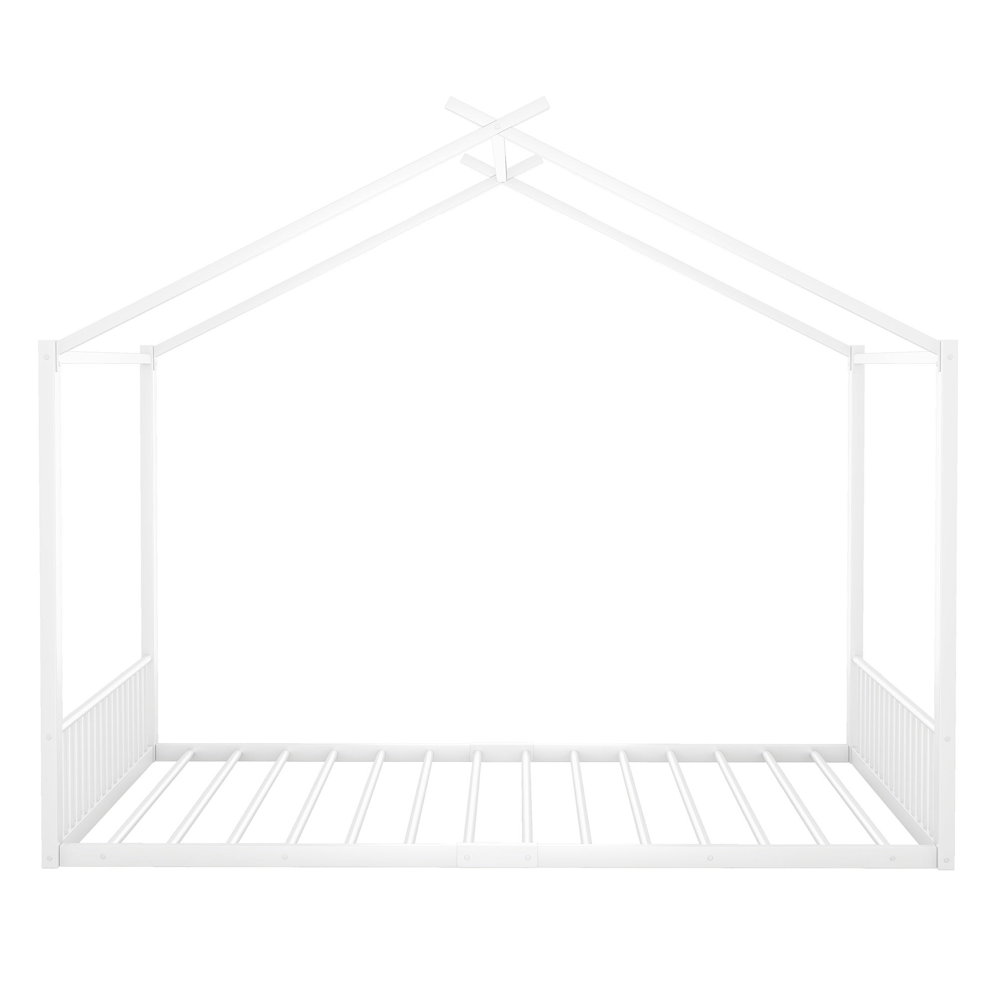 Lit cabane rembourré - 140 x 200 cm - Structure avec barrière - Sans ...