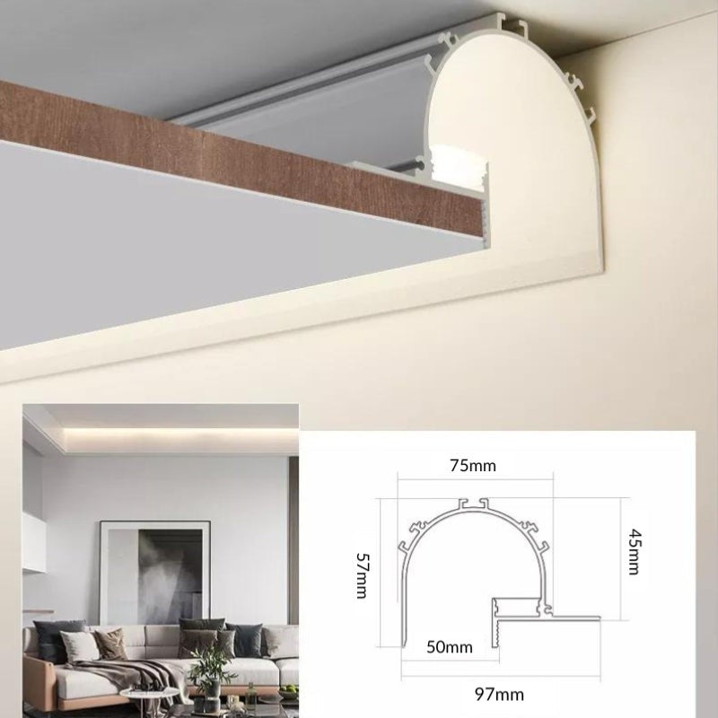 Perfil de aluminio blanco redondeado de 2m para cinta LED simple para ...