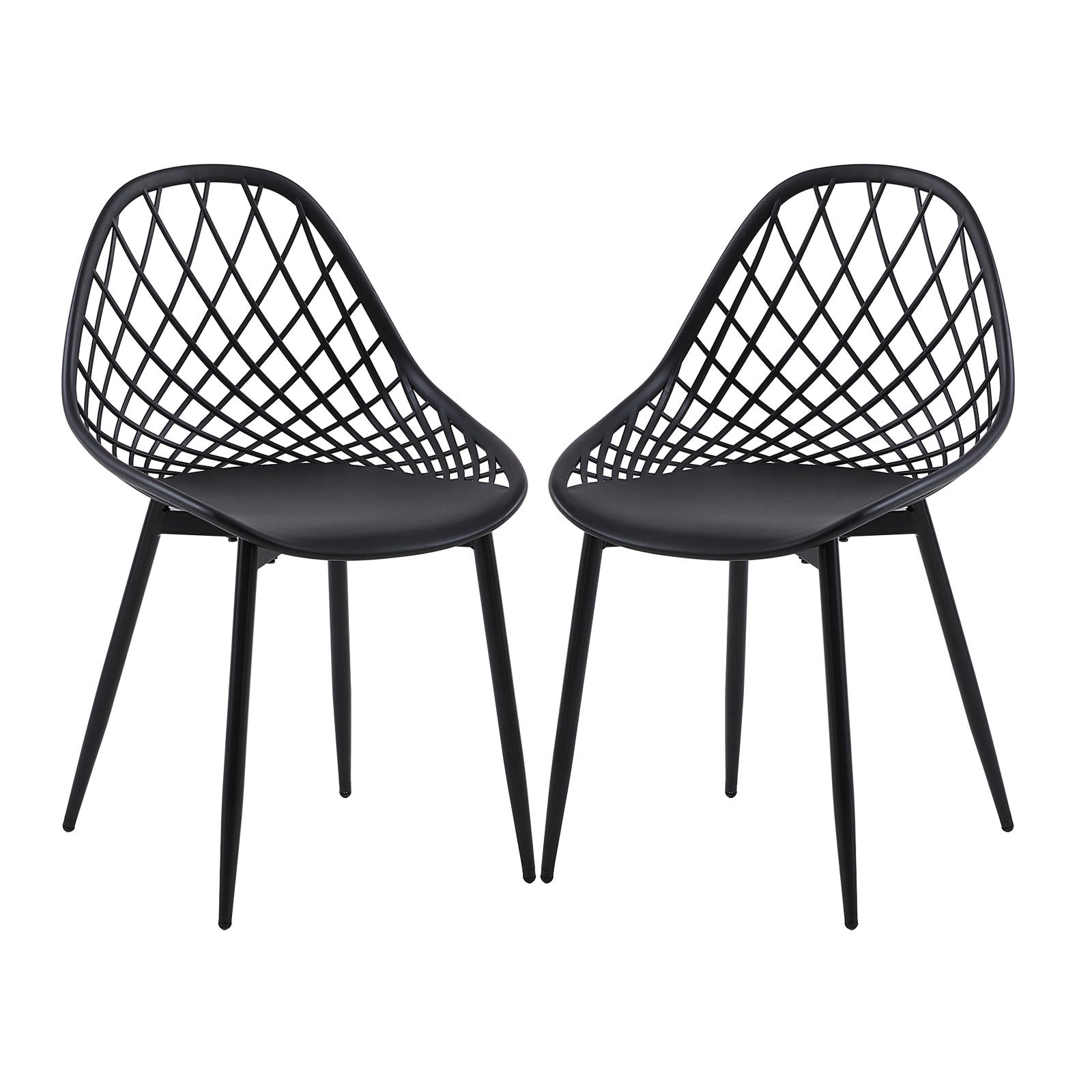 Lot de 2 Chaises Design Noir Plastique Scandinave Chaise de Salle à ...