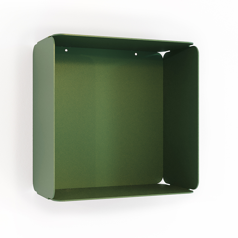 Estante de pared cubo DECO-GEM, acero acabado epoxi verde, fondo del ...