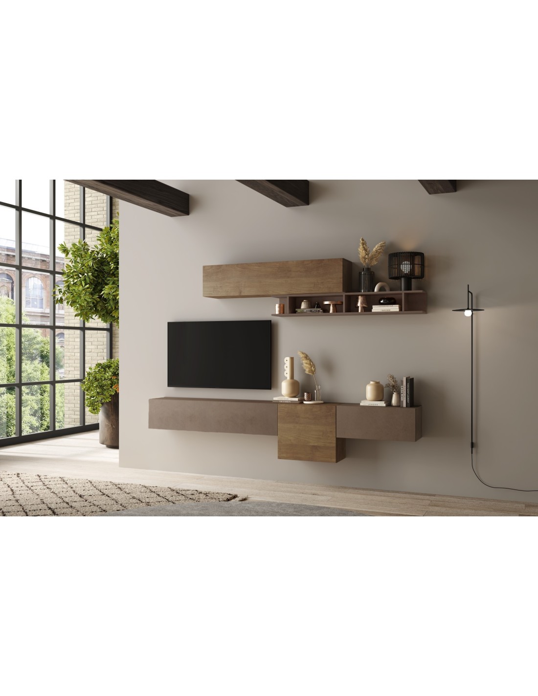 Ensemble de meubles de salon collection FANZY 4 portes. Coloris marron ...