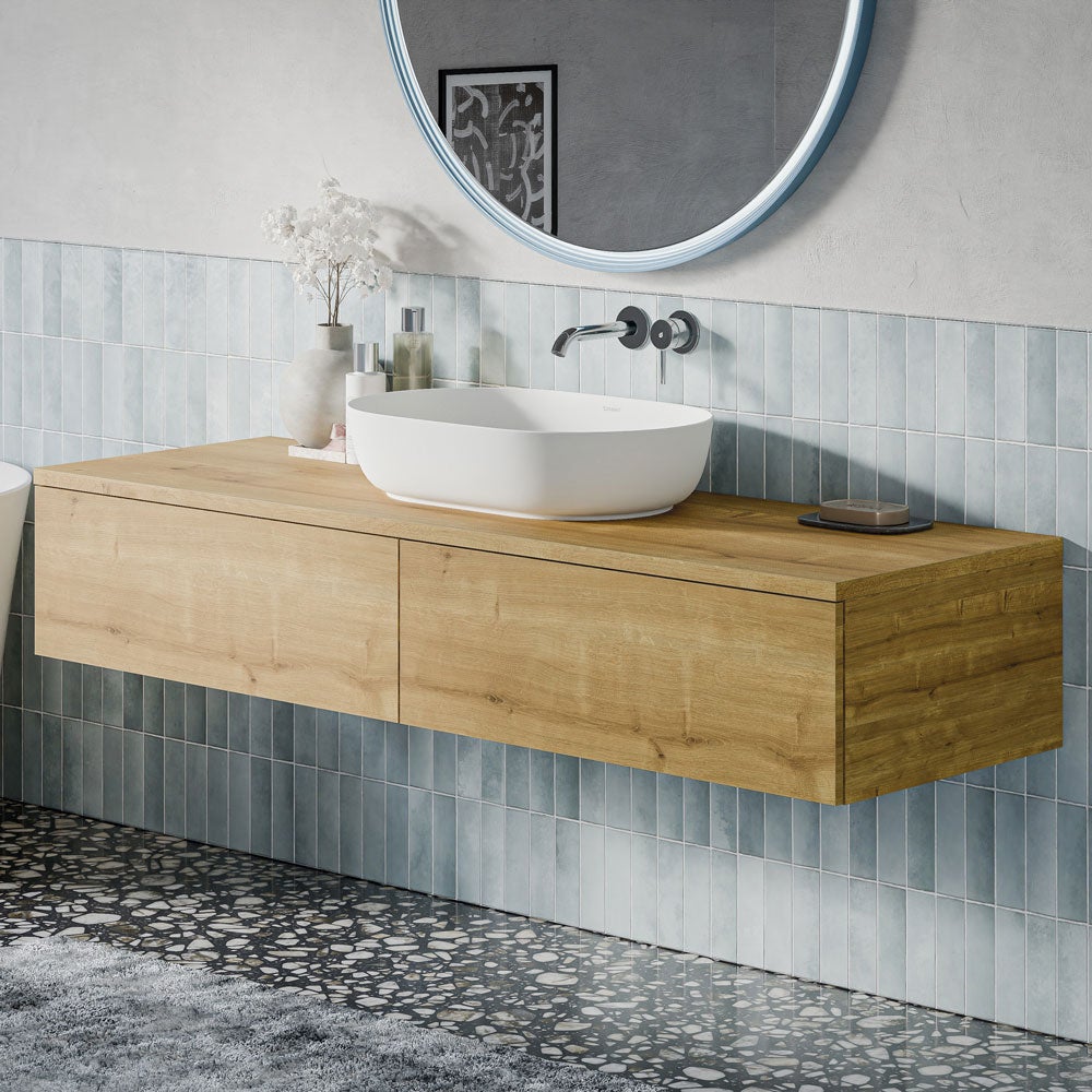 BERNSTEIN - Mueble de lavabo suspendido en MDF premontado roble miel ...