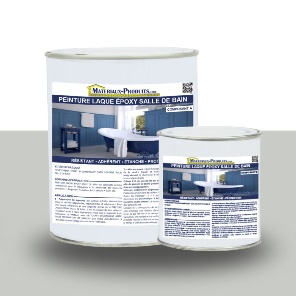 Peinture laque époxy salle de bain Kit de 1 Kg Gris Clair RAL 7035 ...