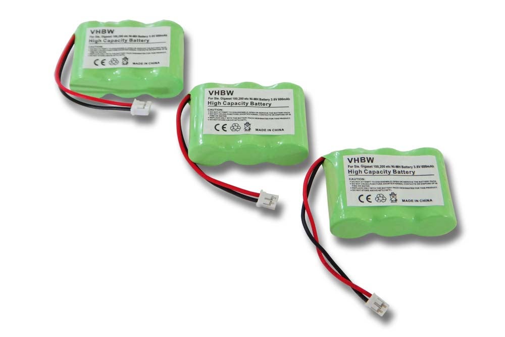 Vhbw 3 Batteries 600mAh (3.6V) pour Téléphone fixe sans fil Philips Evalia 5600, Evalia 5600C ...