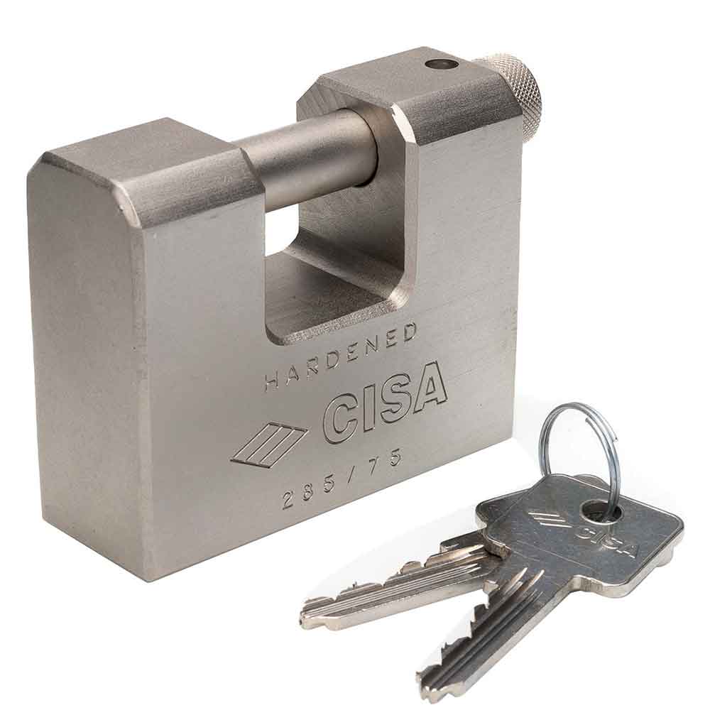 Candado de acero antirrobo blindado Cisa - ANCHURA 75 mm. | Leroy Merlin