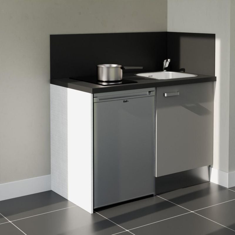 Kitchenette K08L-PT - 120 cm - plan stratifié, évier inox, - Façade ...