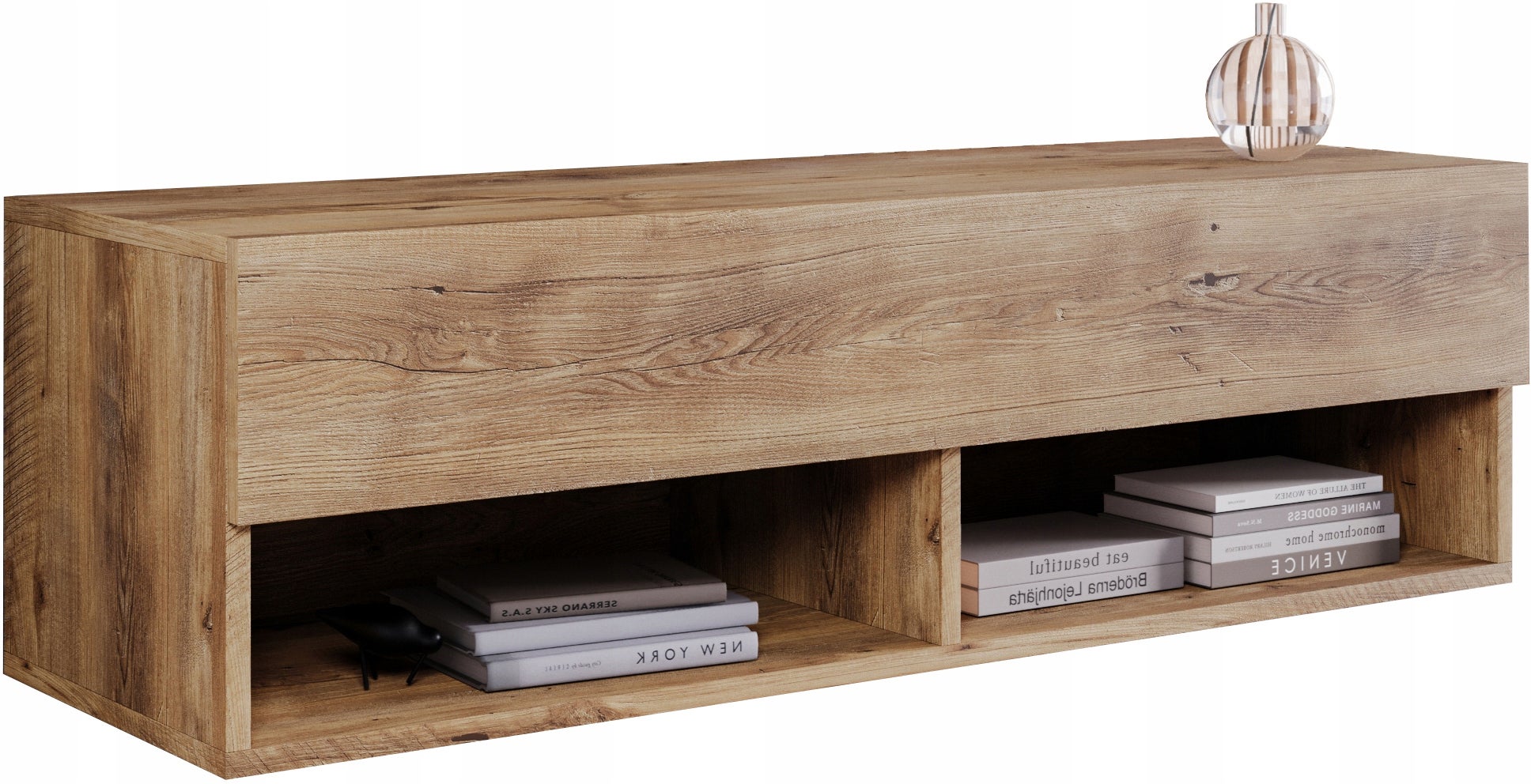 Meuble TV Lowboard A100 Châtaignier, Nombre de portes : 2, 100x30x31 cm ...