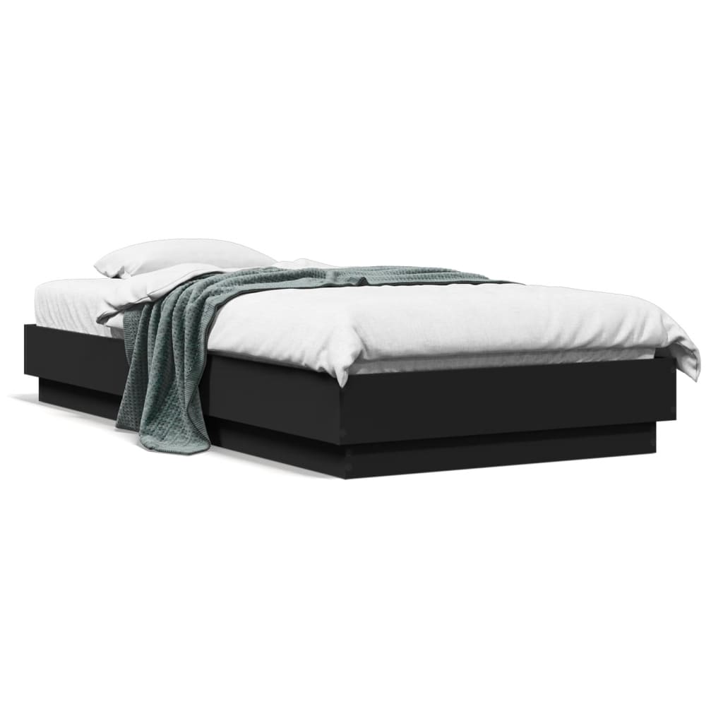 Estructura de cama negra de madera contrachapada 90x190 cm | Leroy Merlin