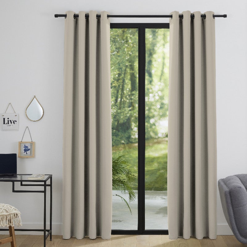 Lot de 2 Rideaux occultant 140 x 260 cm "Night" Sable | Leroy Merlin