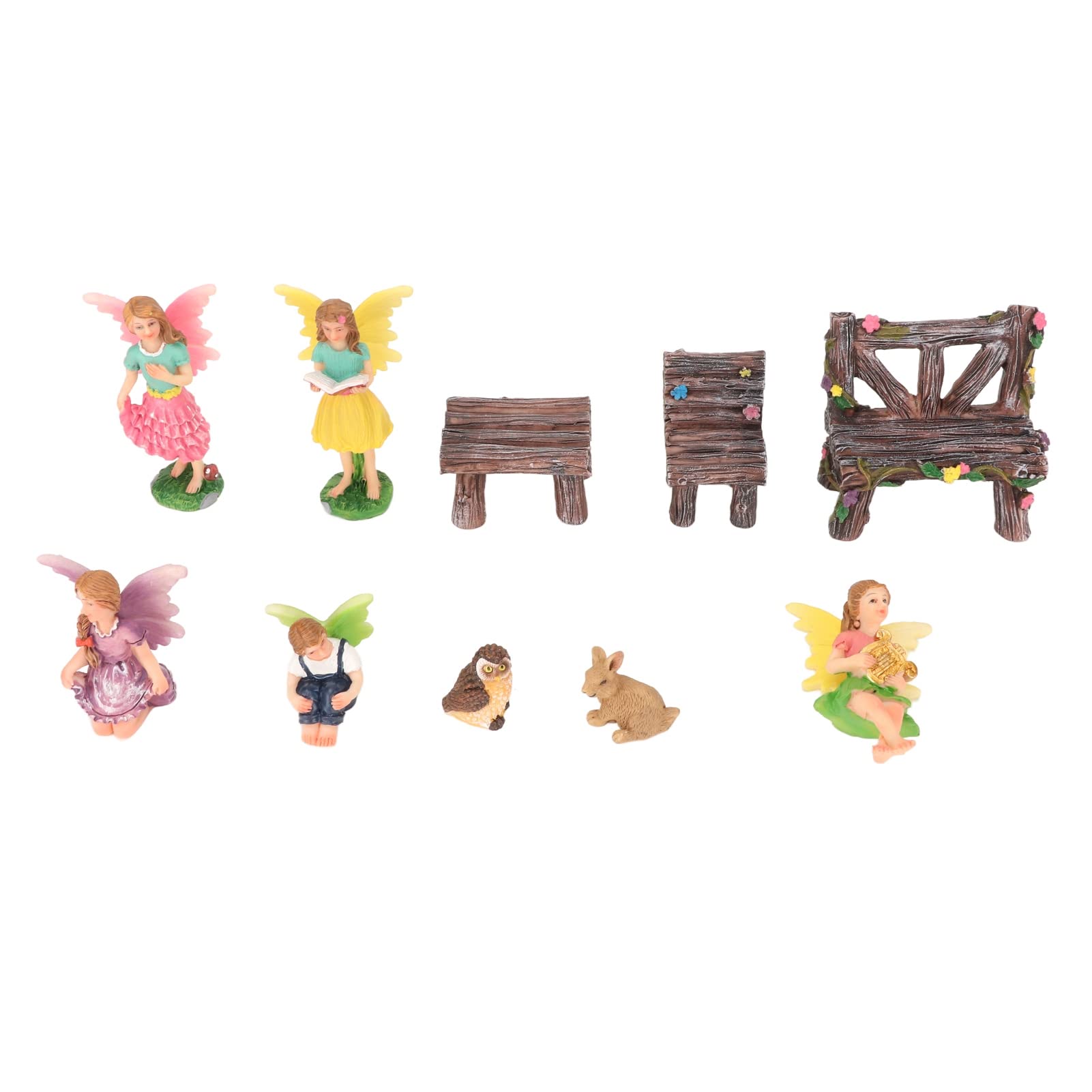 Lot de 10 statues de fées de fleurs vintage peintes à la main en résine ...