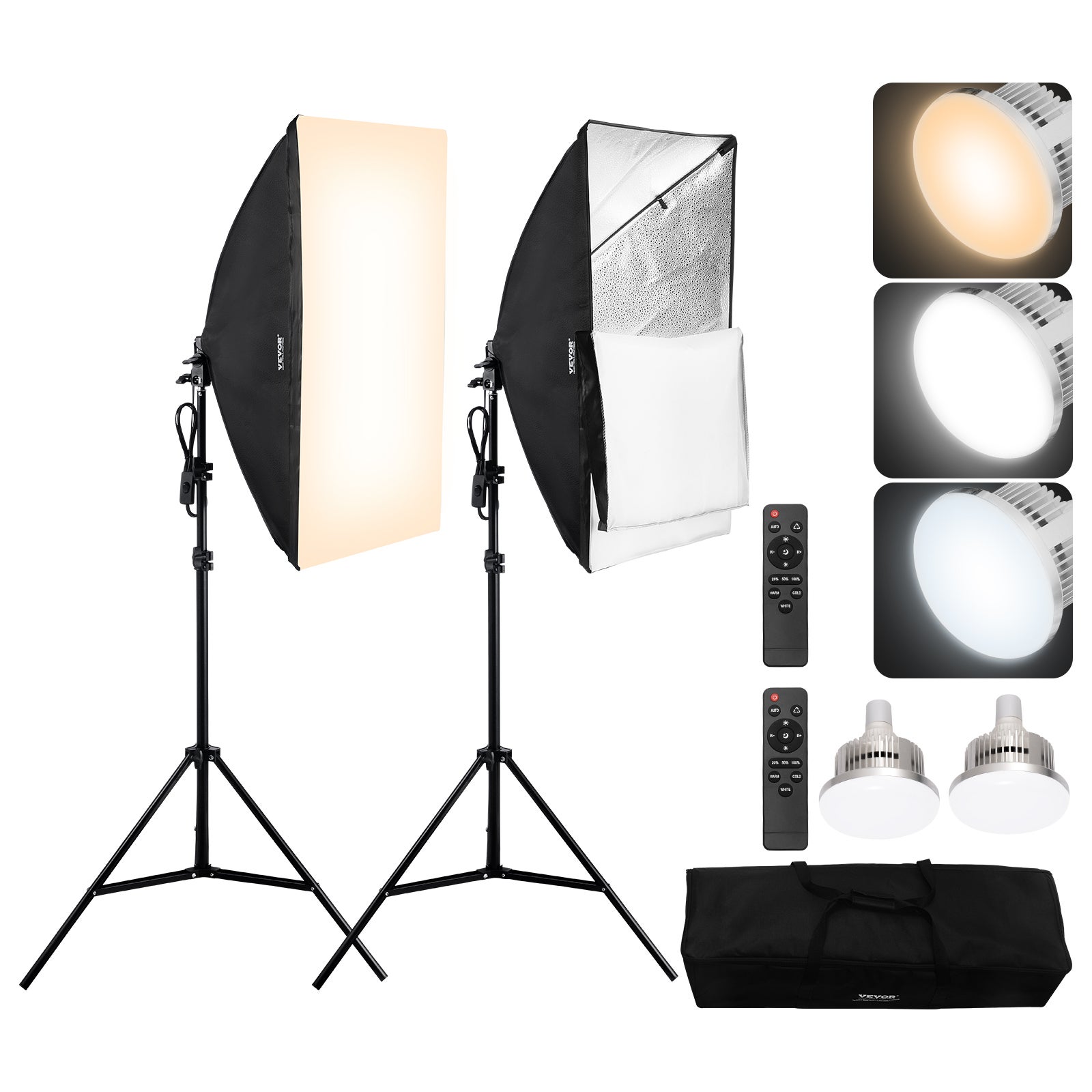 VEVOR Kit de Iluminación Softbox Profesional, 2 Unidades, 50x70 cm ...