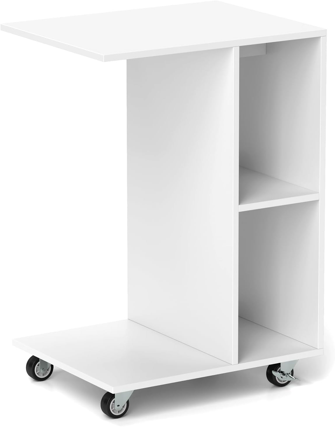 Table d'Appoint Roulante en Forme C, Bout de Canapé Compact avec 2 ...