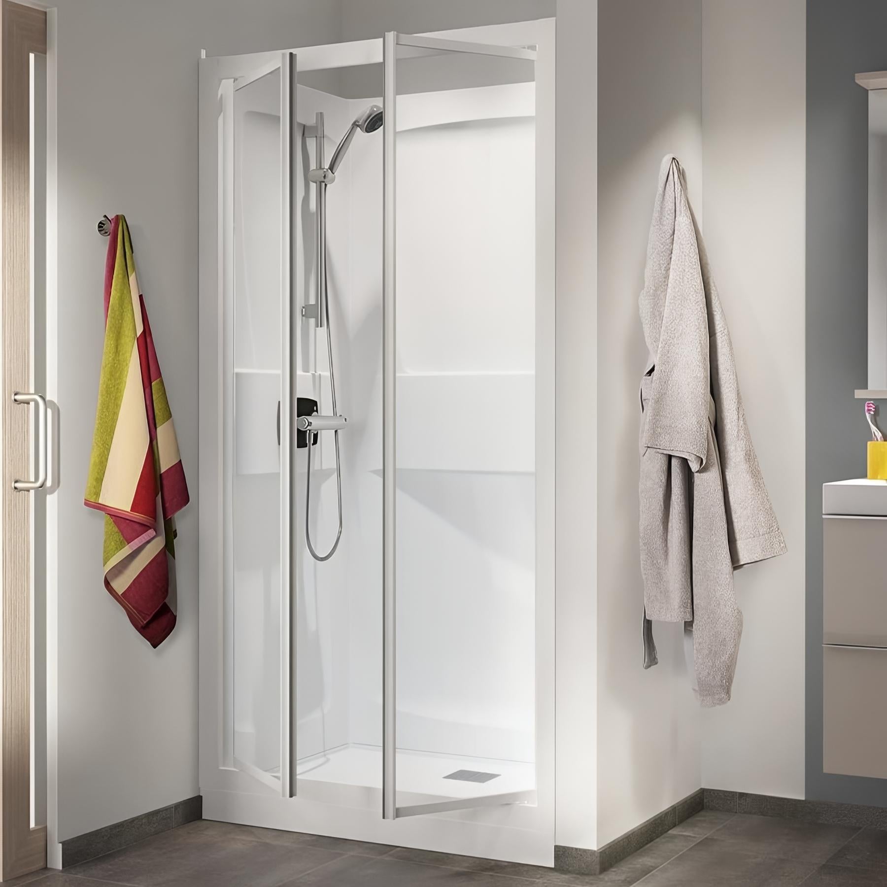 Cabine de douche KINEDO KINEPRIME 100x80 pose en niche 1 porte ...