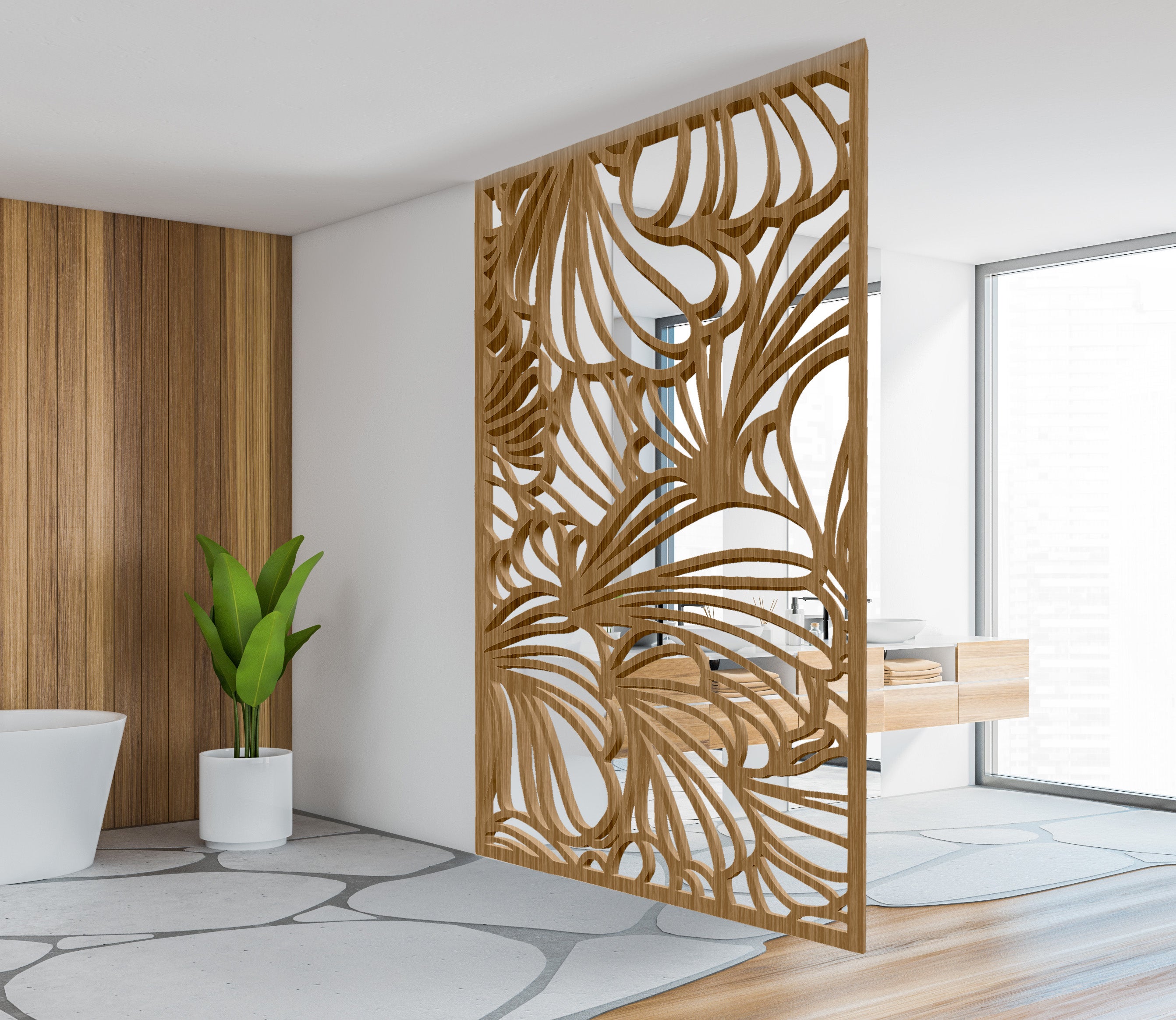 CLOISON DE SEPARATION BOIS TYPE Claustra décorative AMBIANCE CHENE L ...