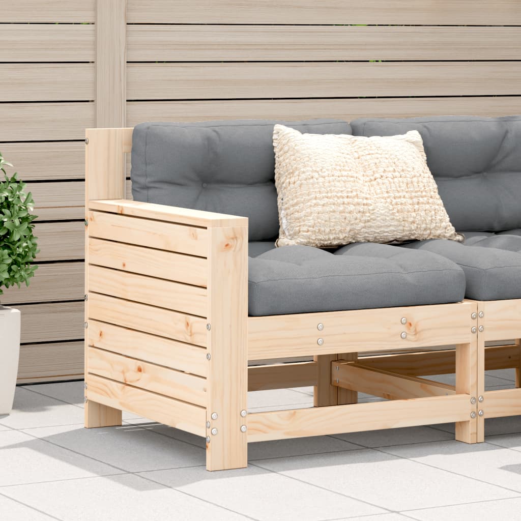 Sofá de jardín con reposabrazos y cojín de madera maciza de pino ...