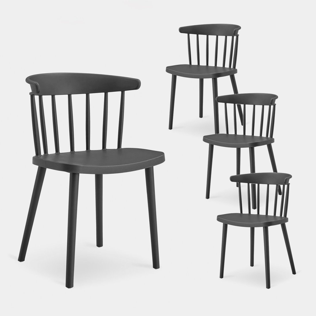 Packs 4 sillas polipropileno gris antracita 48 x 75 cm | Leroy Merlin