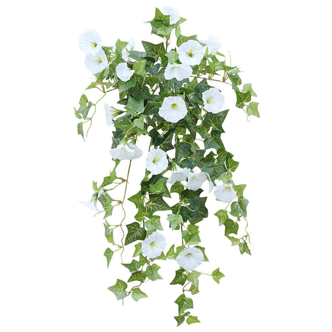 Fleurs artificielles suspendues blanc, pétunias décoratifs pour balcon ...