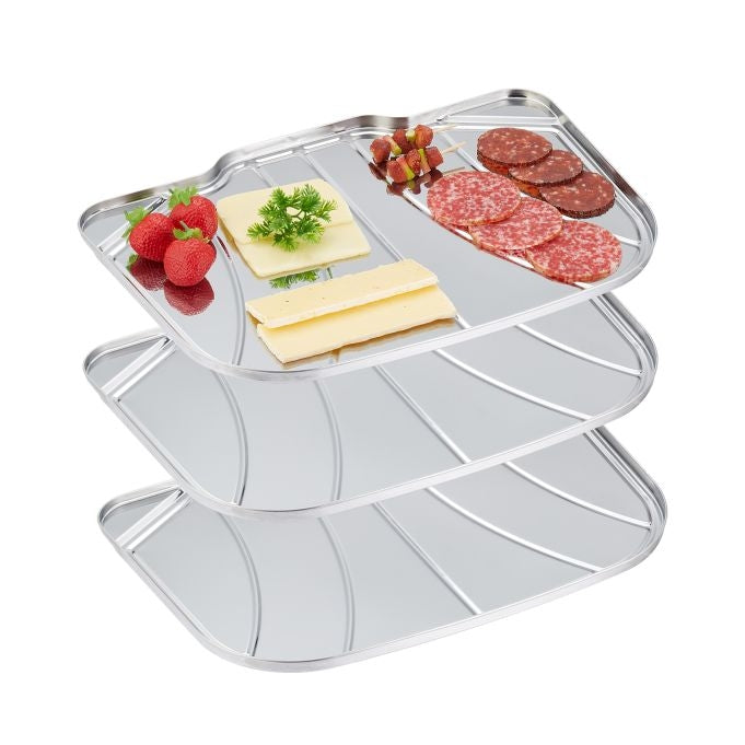 Assiettes de service en inox - 3 pcs | Leroy Merlin