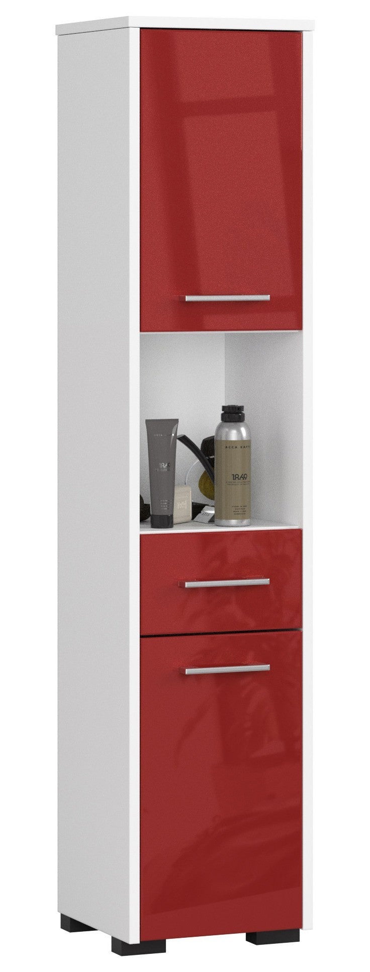 Armoire rico colonne salle de bain 2 portes 1 tiroir façade métallique ...