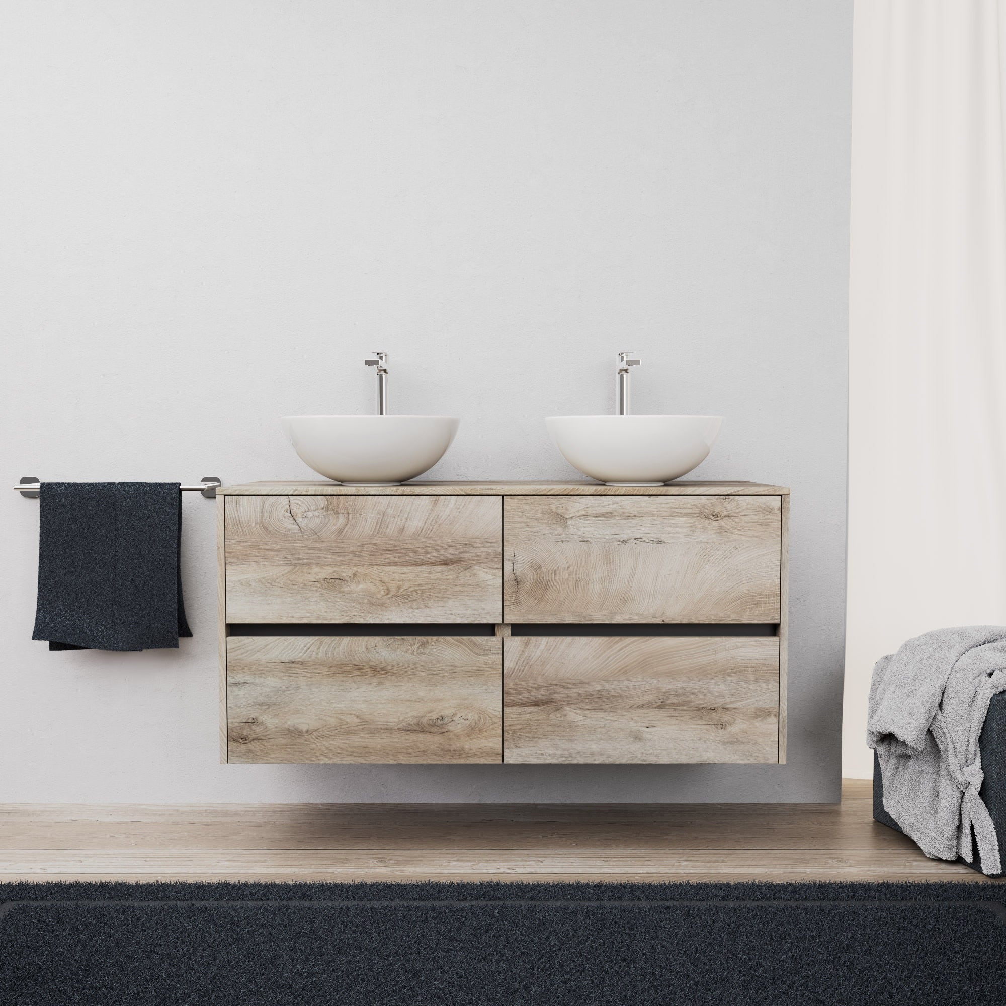 Inda - Mobile bagno 4 cassetti L.120 con doppio lavabo in appoggio ...