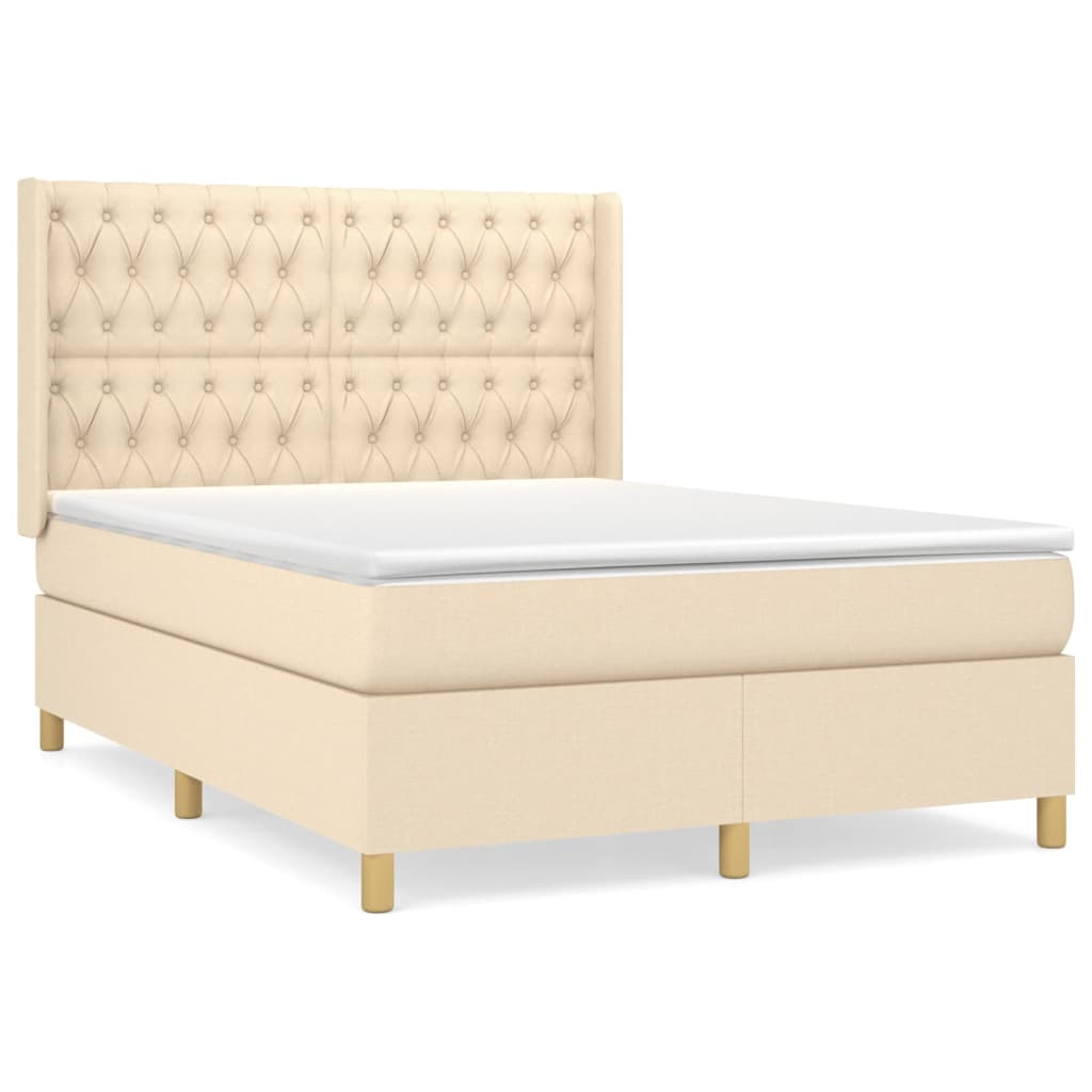 Cama box spring con colchón tela color crema 140x200 cm | Leroy Merlin