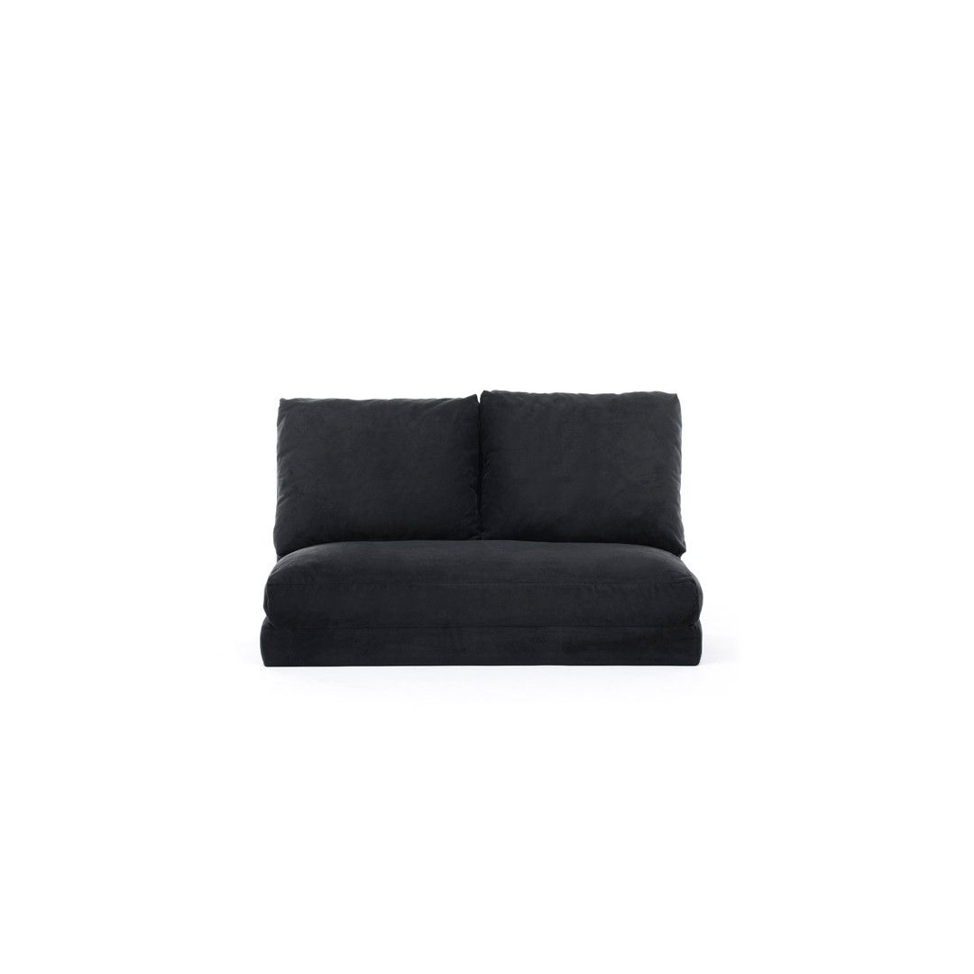 Pouf convertible 2 places Joude Velours Noir | Leroy Merlin
