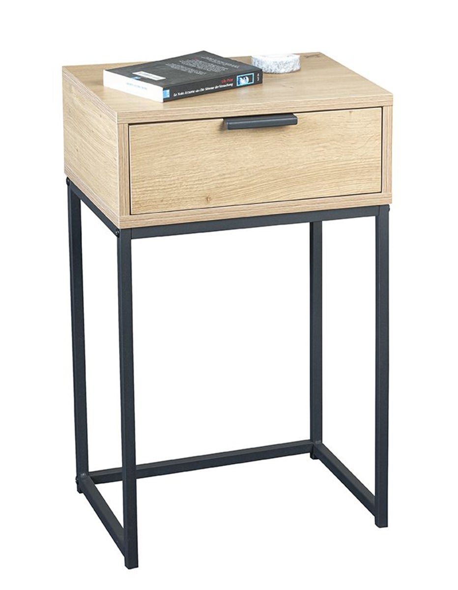 Meuble console, table console avec 1 tiroir en bois coloris chêne et ...