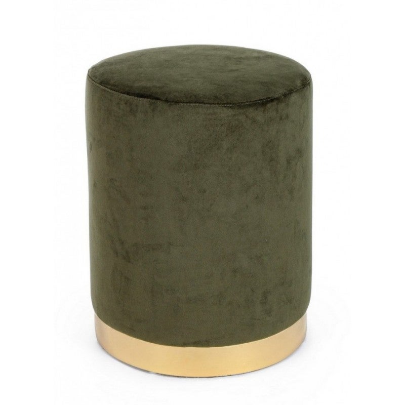 Pouf effet velours vert avec bande dorée 35 x 40 h | Leroy Merlin