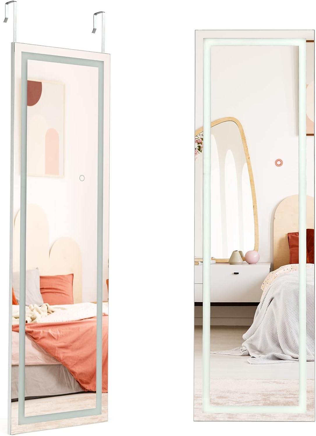 Miroir Pleine Longueur avec LED,Psyche Longue Debout Miroir Chambre ...