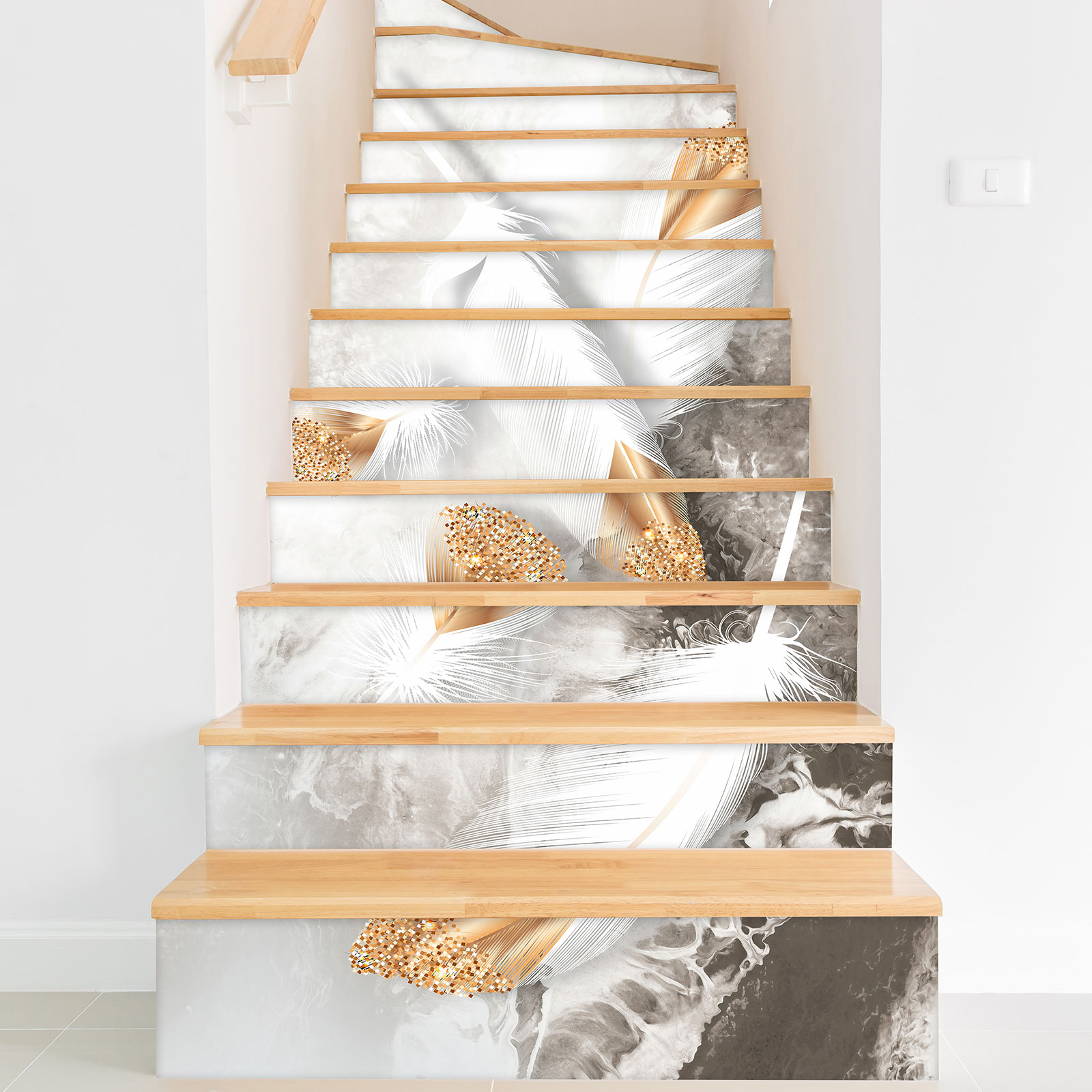 Stickers contremarches escalier - Plumes 3617681210344 - Adhésif ...