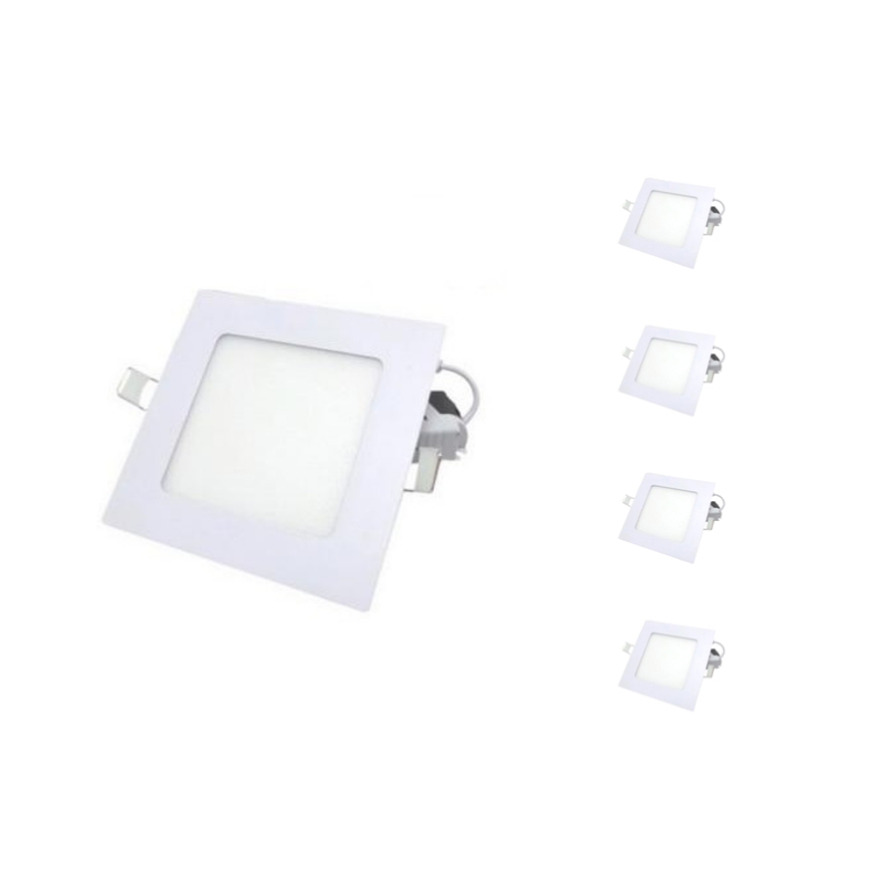 LED Spot Cuadrado Extra Plano BLANCO 24W (Pack de 5) - Blanco Cálido ...