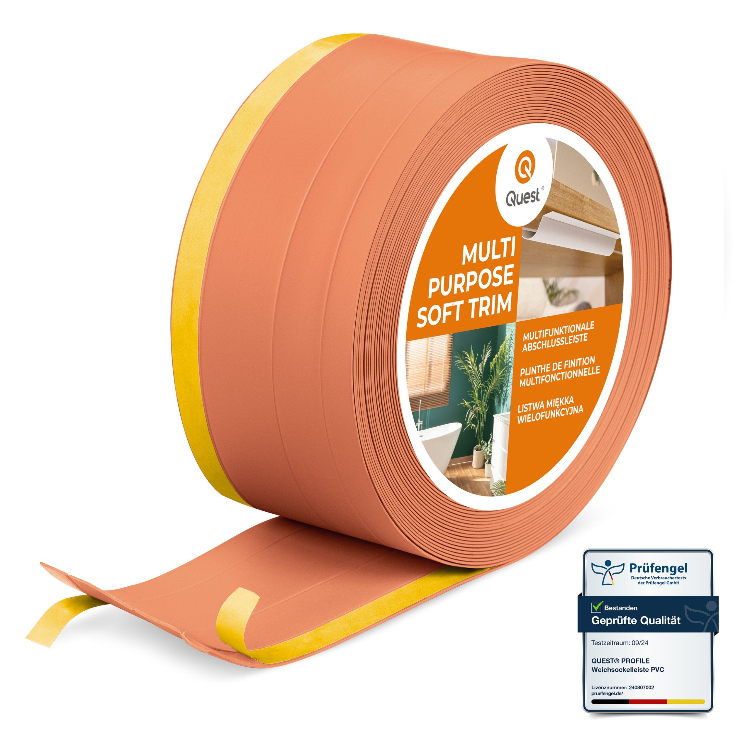 QUEST Plinthe de finition W2 en PVC 4-en-1 120mm, 10m, baguette ...