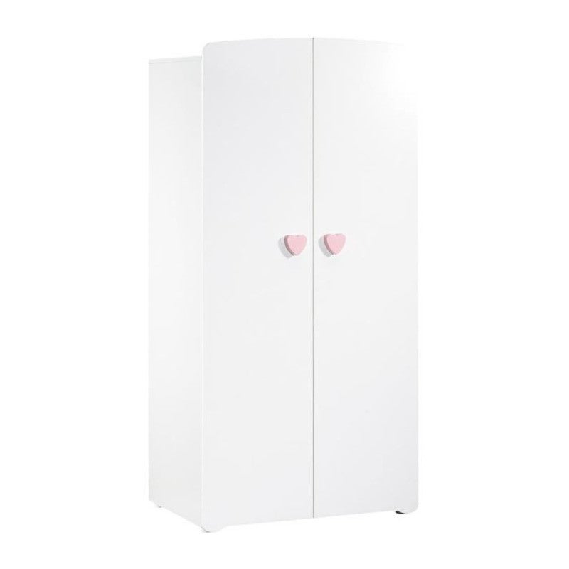 BABY PRICE New Basic Armoire Chambre Bébé 2 Portes - Boutons Coeur Rose ...