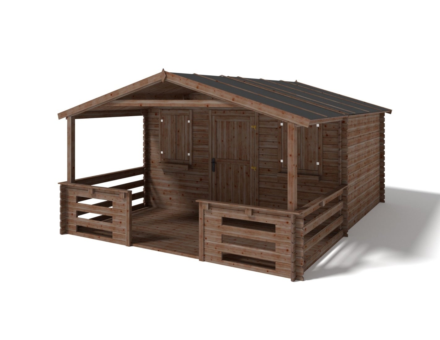 Caseta de jardín de madera-4x4 m - 24 m2 con terraza- Impregnada ...