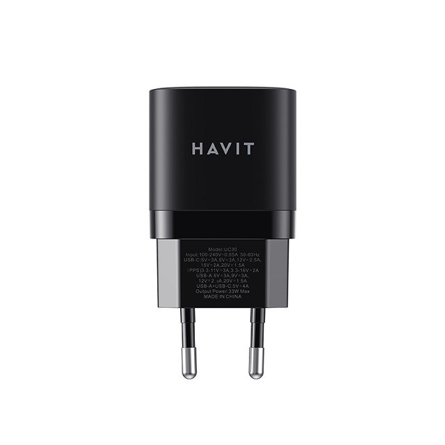 Cargador USB-A+USB-C Havit UC30 EU (negro) | Leroy Merlin