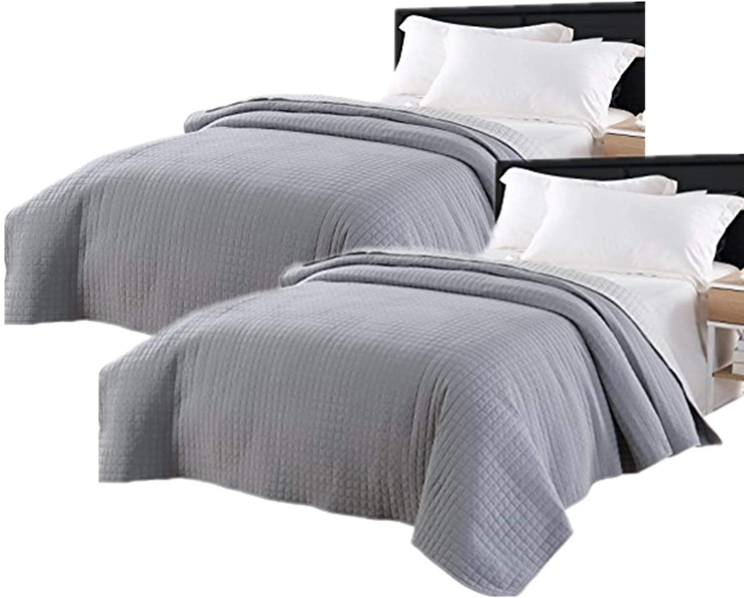 WOLTU 2 X Couvre-Lits matelassé. Couverture rembourré de Lit Flannel ...