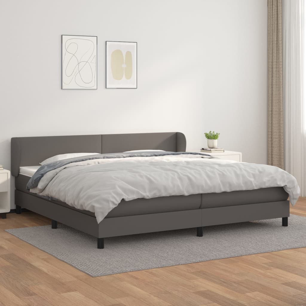 Lit à sommier tapissier avec matelas Gris 200x200 cm Similicuir | Leroy ...