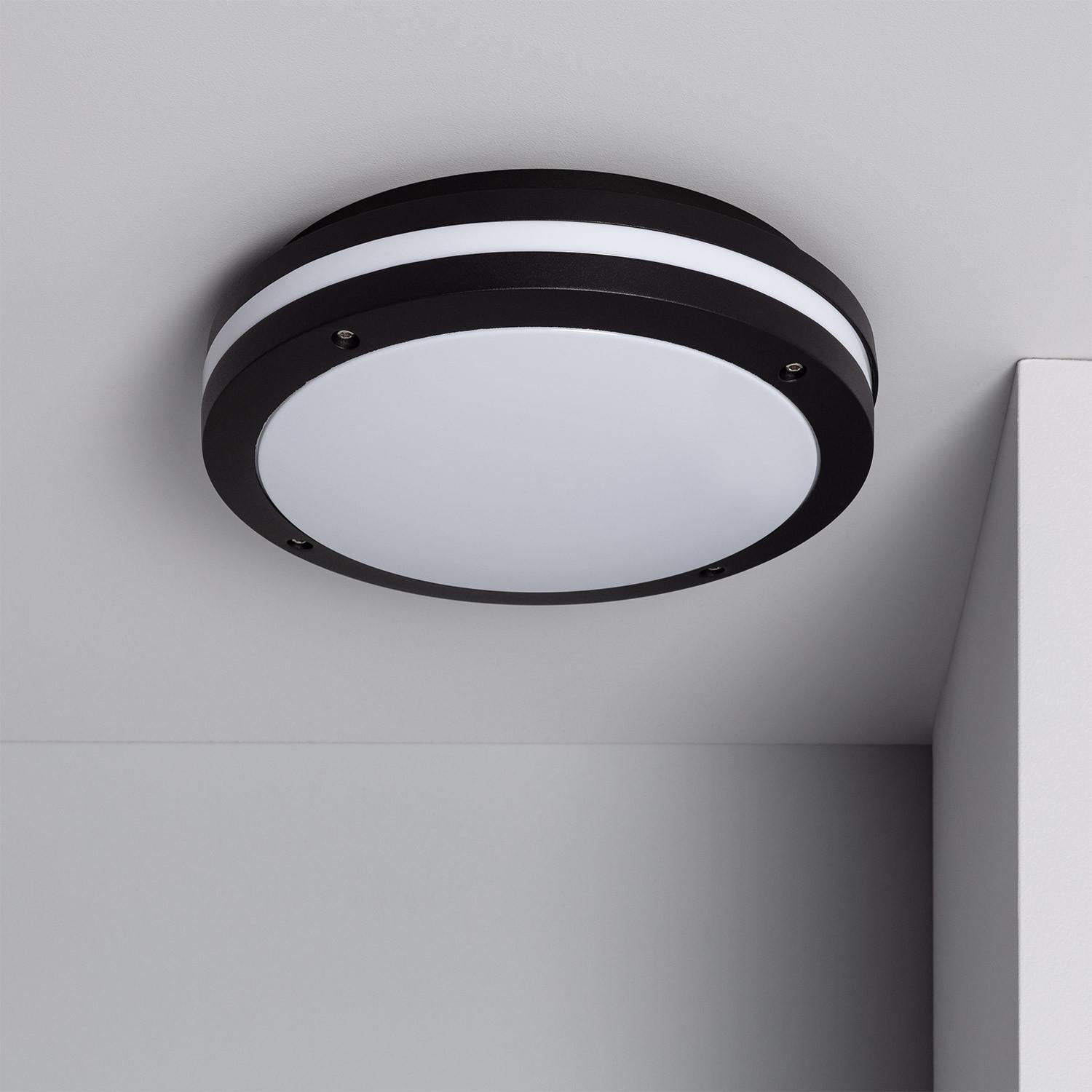 Ledkia Plafón Circular Aluminio para Exterior Ø300 mm IP54 Corso Negro ...