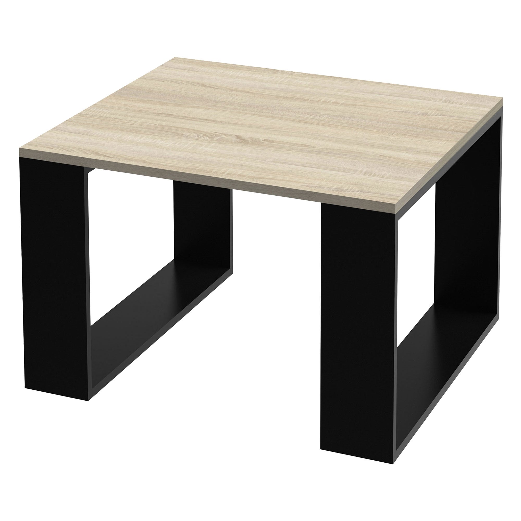 Table basse de salon moderne table d'appoint noir MDF imitation chêne ...