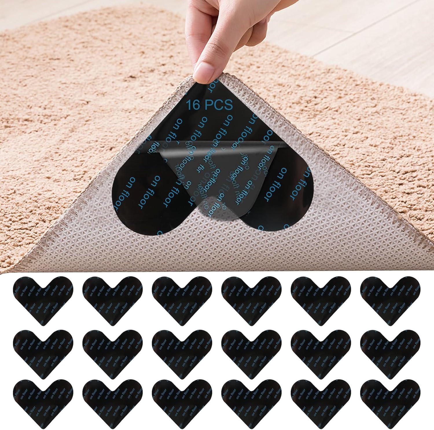 Pinzas antideslizantes para alfombras, 16 piezas, tiras adhesivas ...