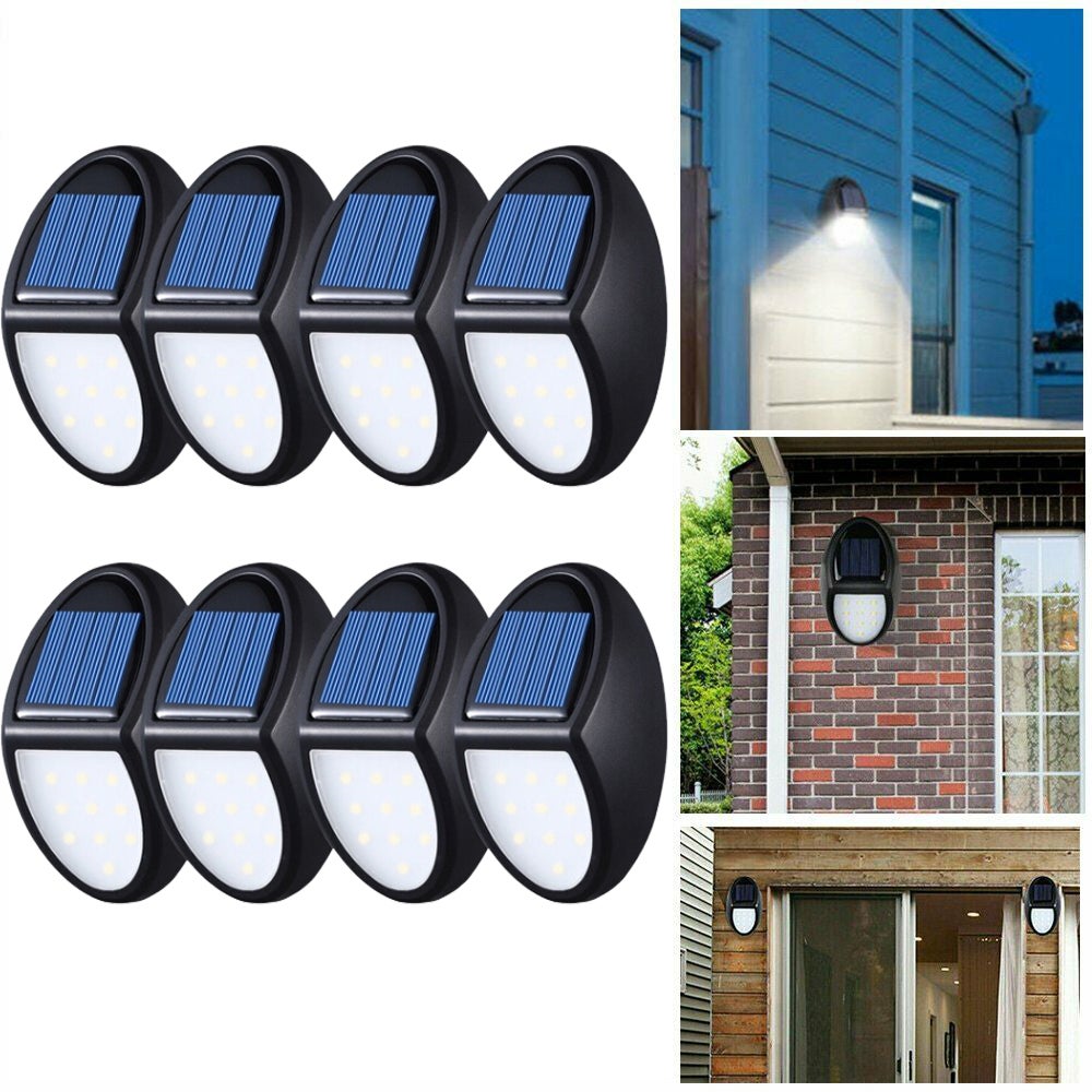 8Pack 10LED luz solar al aire libre impermeable luz de pared sensor de ...