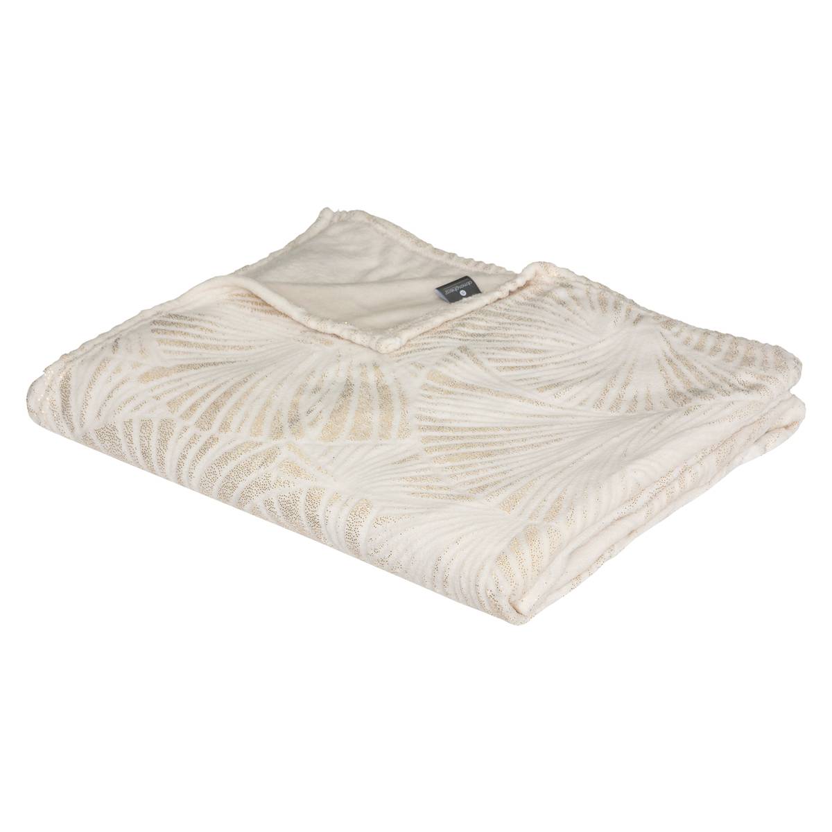 Plaid - flanelle - ivoire et doré - 180x230 cm - Atmosphera créateur d ...