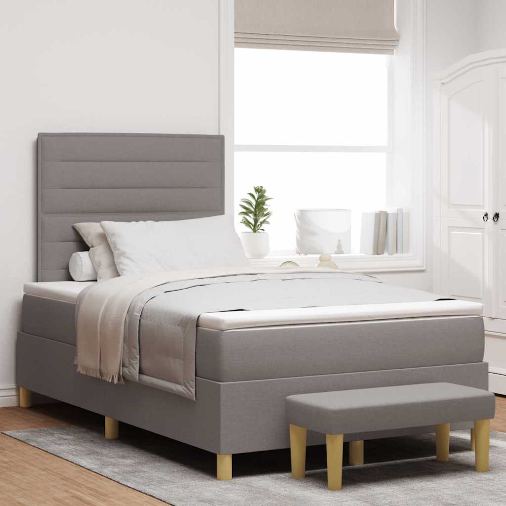 Cama tipo Box Spring con cabecera Taupé 190 x 120 cm tela | Leroy Merlin