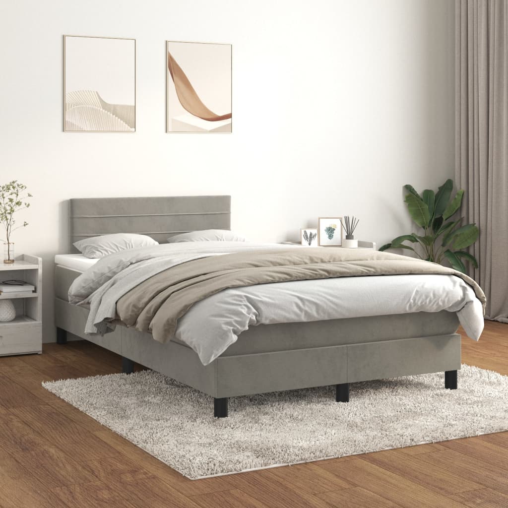 VidaXL Cama box spring con colchón terciopelo gris claro 120x200 cm ...
