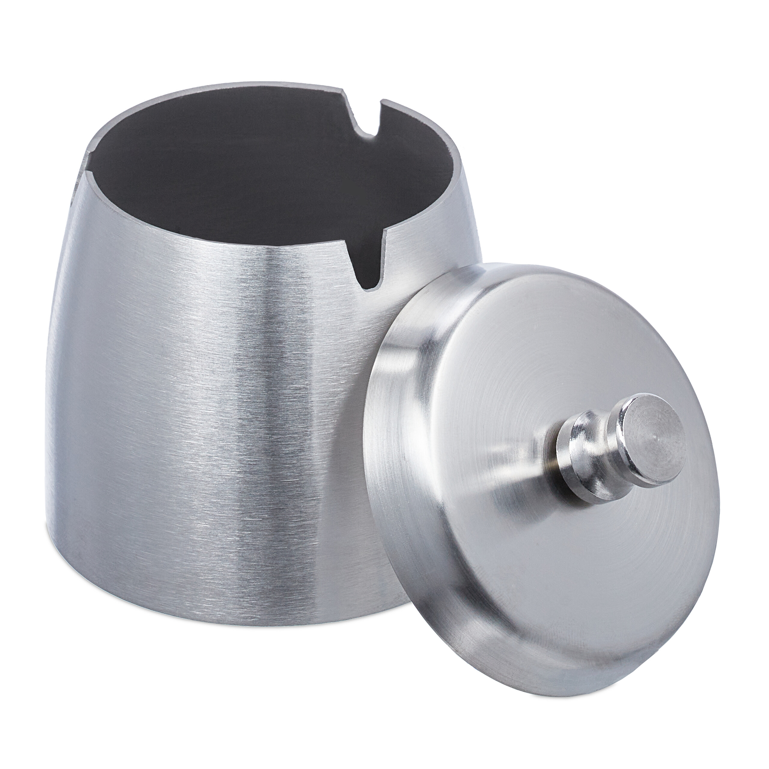 Relaxdays Cenicero con Tapa, Exterior/Interior, 9 x 7,5 cm, a Prueba Viento, Acero Inoxidable ...