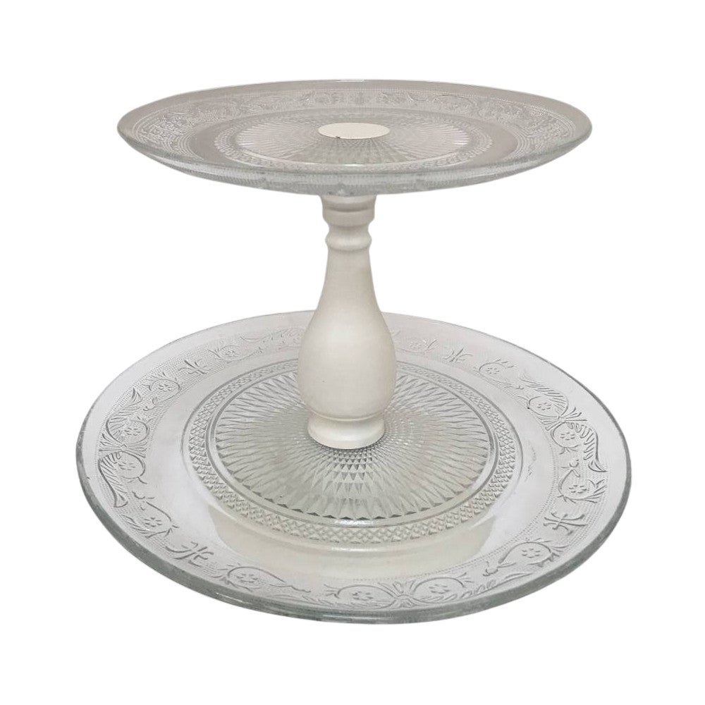 Plateau à gâteau métal et verre blanc Ø.32.5 x 35 cm | Leroy Merlin
