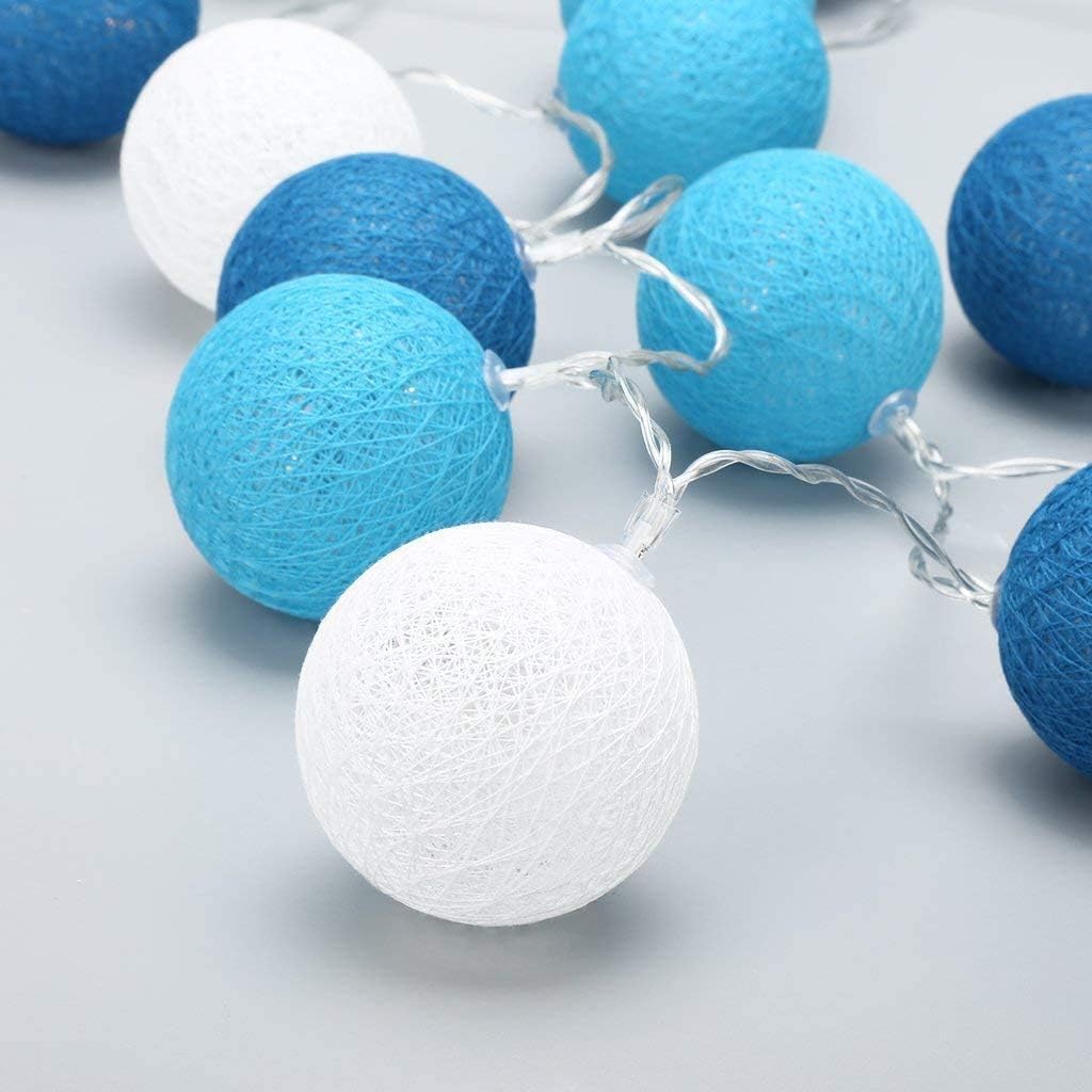 Guirnalda de luces de algodón - 1,5 m, 10 LED - Carcasa azul - Funciona ...